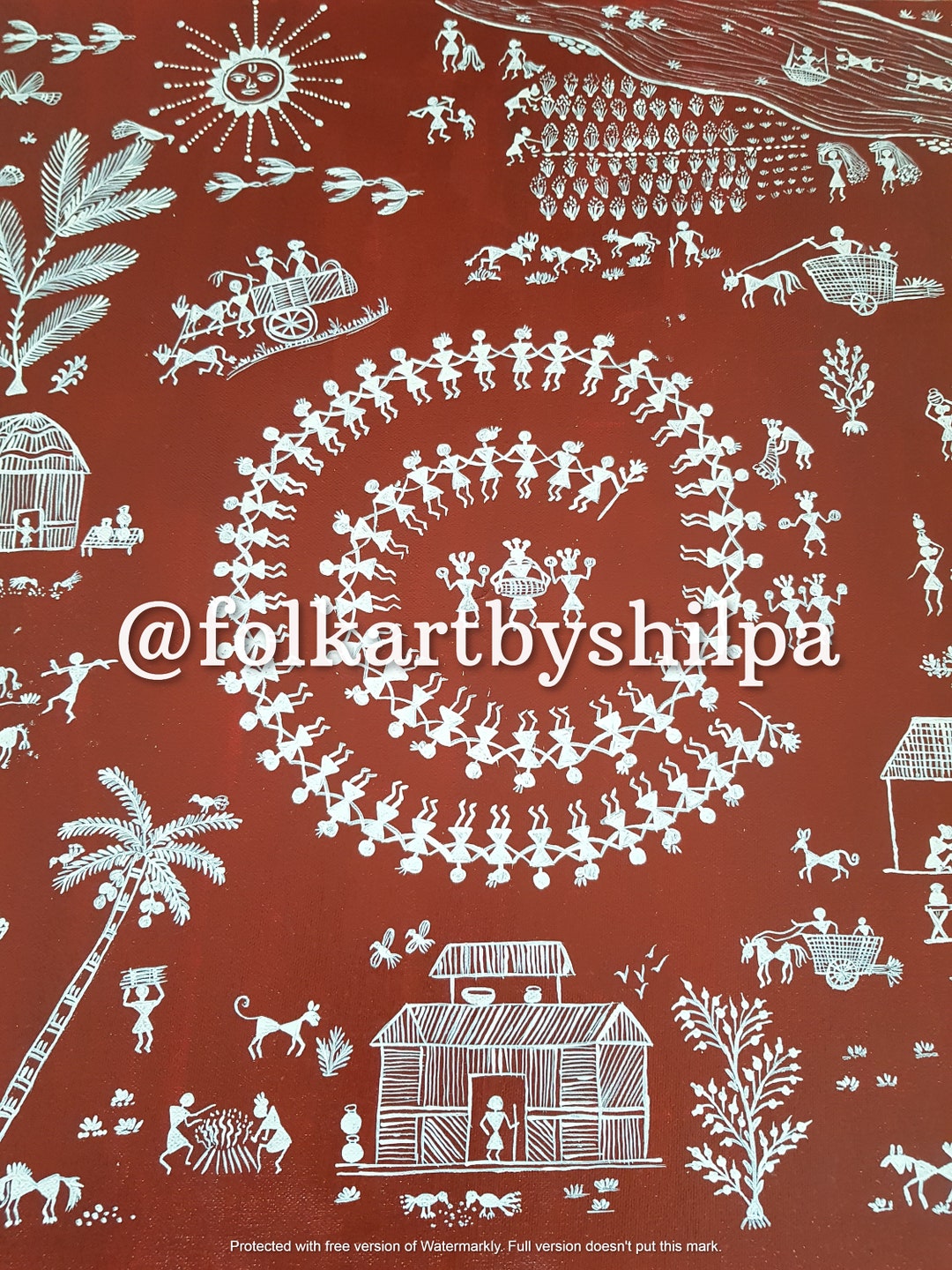 Original Warli Painting, Bohemian Decor, Warli Art Village-made to ...