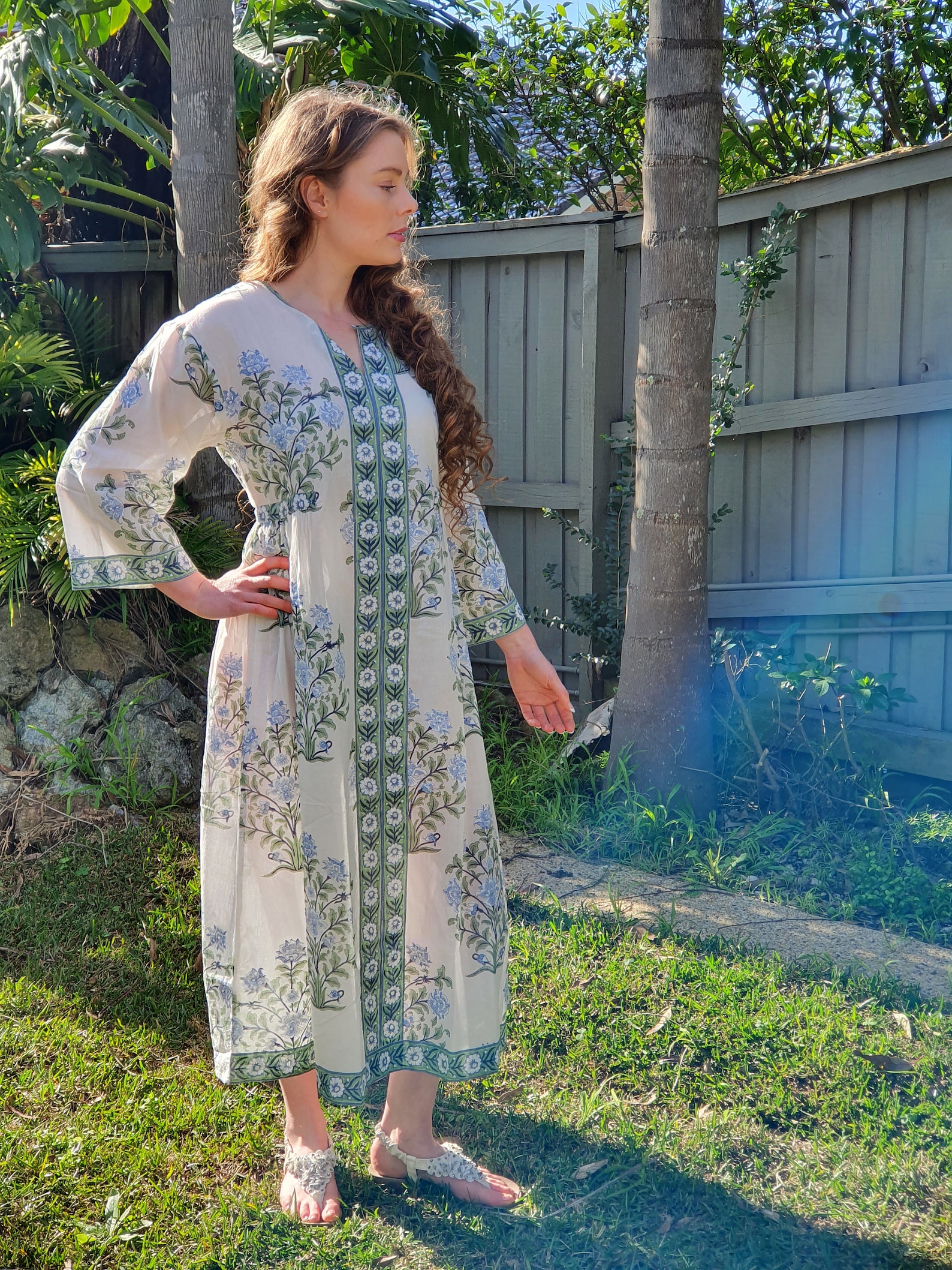 Stunning Kaftan Dress Indian Organic cotton voile long Free | Etsy
