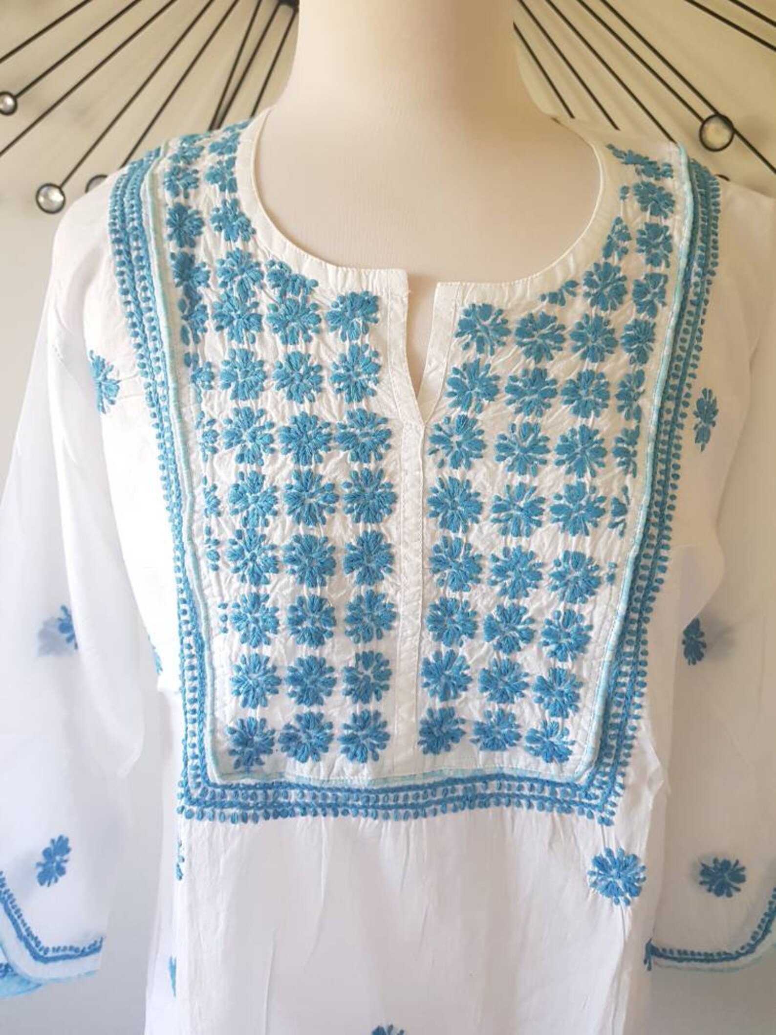 Chikankari White Cotton Top Lucknow Hand Embroidery Cotton - Etsy