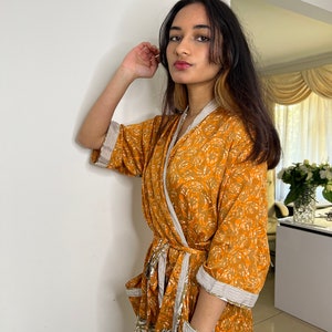 Yellow Vintage Silk Kimono Robe, Bridal Robe, Bridesmaid Robe, Dressing ...