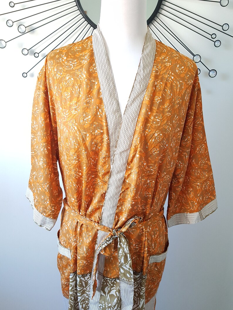 Yellow Vintage Silk Kimono Robe Bridal Robe Bridesmaid Robe | Etsy