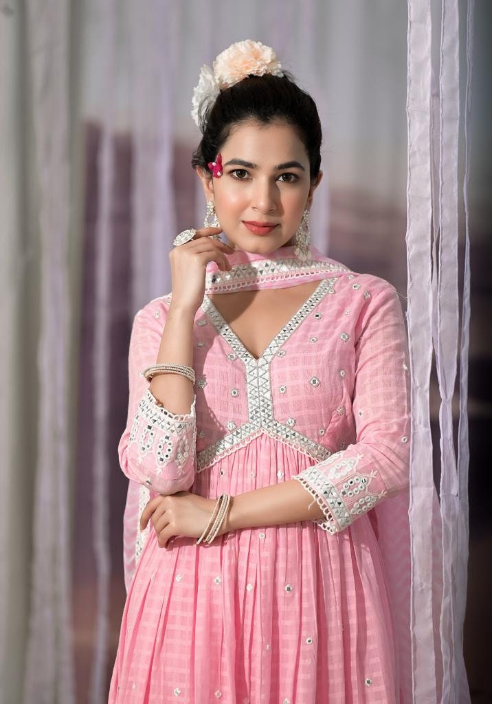 Baby Pink Cotton Mulmul Anarkali Aliya Cut Salwar Kameez - Etsy