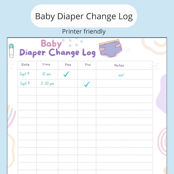 Diaper Change Log - Etsy