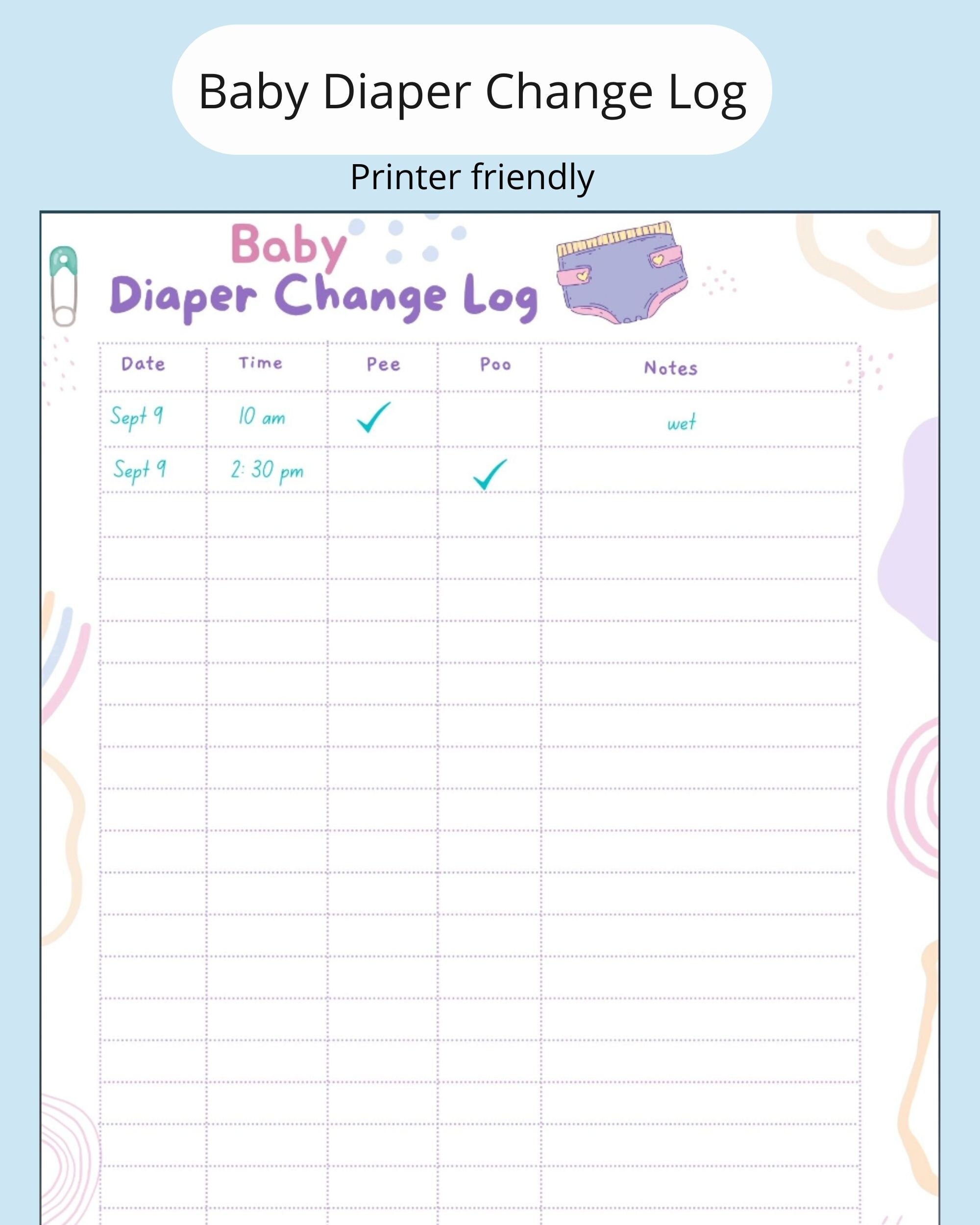 Newborn Diaper Change Log Printable