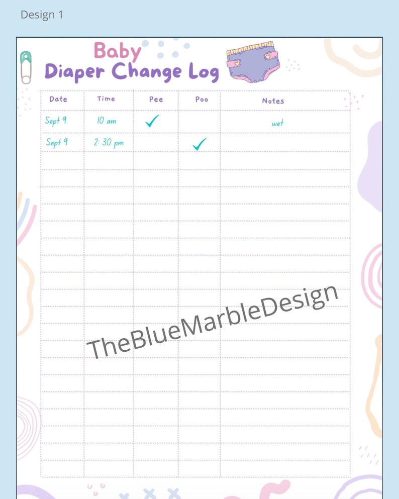 Newborn Diaper Change Log 3 Design Printable - Etsy