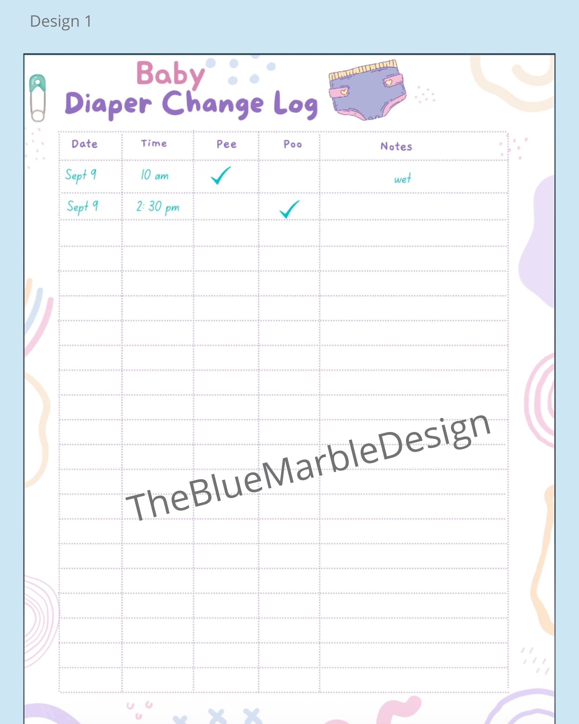 Newborn Diaper Change Log 3 Design Printable - Etsy