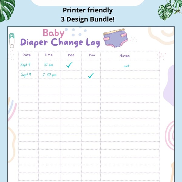 Diaper Change Log - Etsy