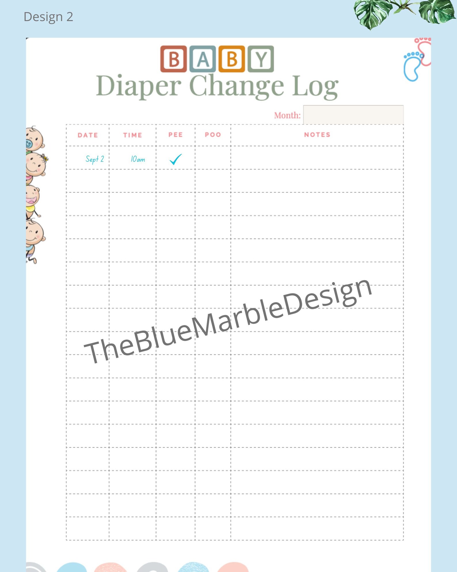 Newborn Diaper Change Log 3 Design Printable - Etsy