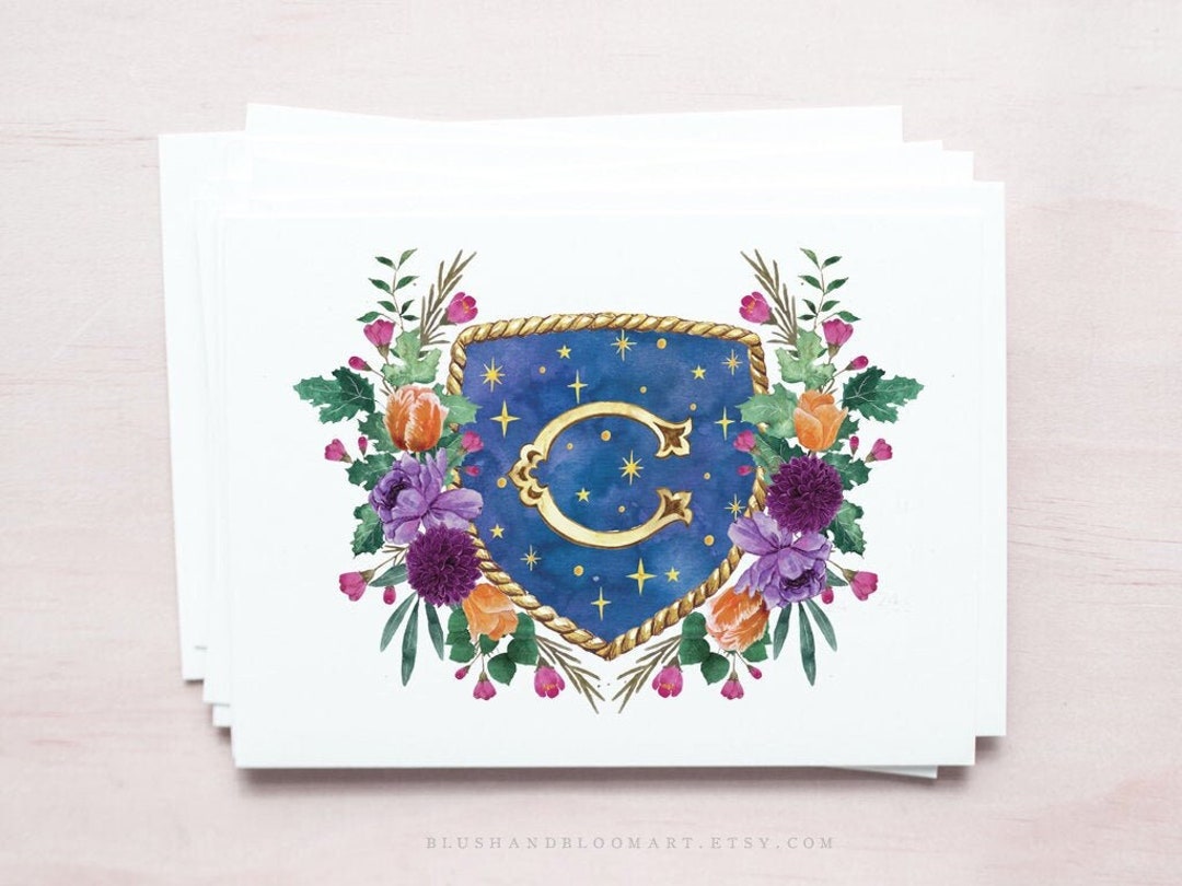 Bespoke Watercolor Gold Rope Crest Nightsky With Stars Crest - Etsy