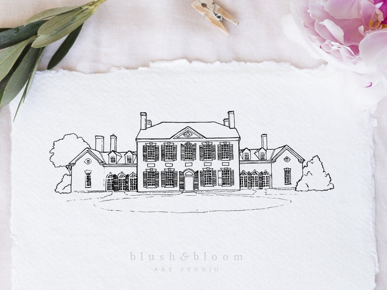 Bespoke Wedding Venue Line Art Venue Sketch - Etsy Australia