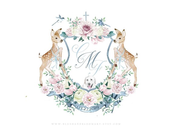 Bespoke Watercolor Crest Blush Baby Crest Heraldry | Etsy