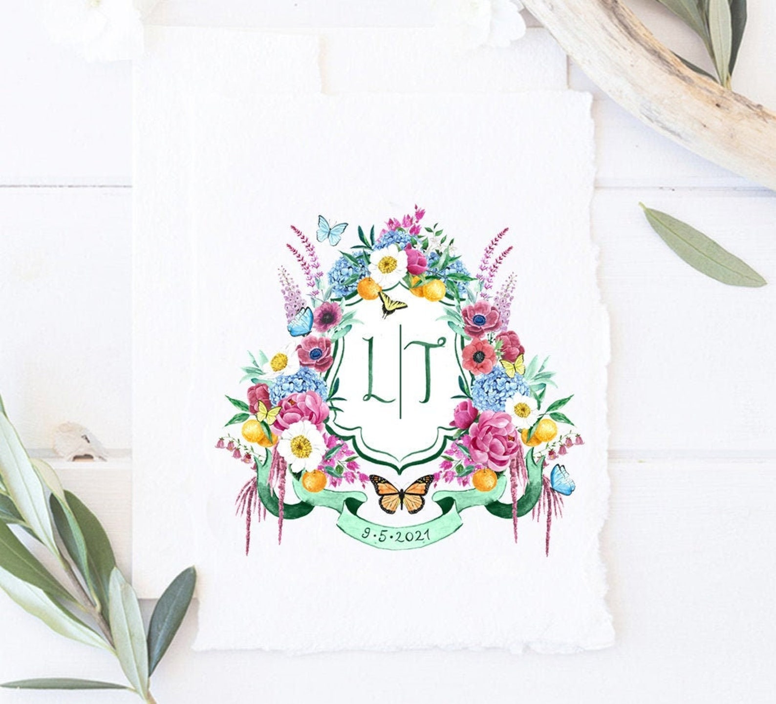 Bespoke Rich Floral Wedding Crest Baroque Inspired Crest - Etsy