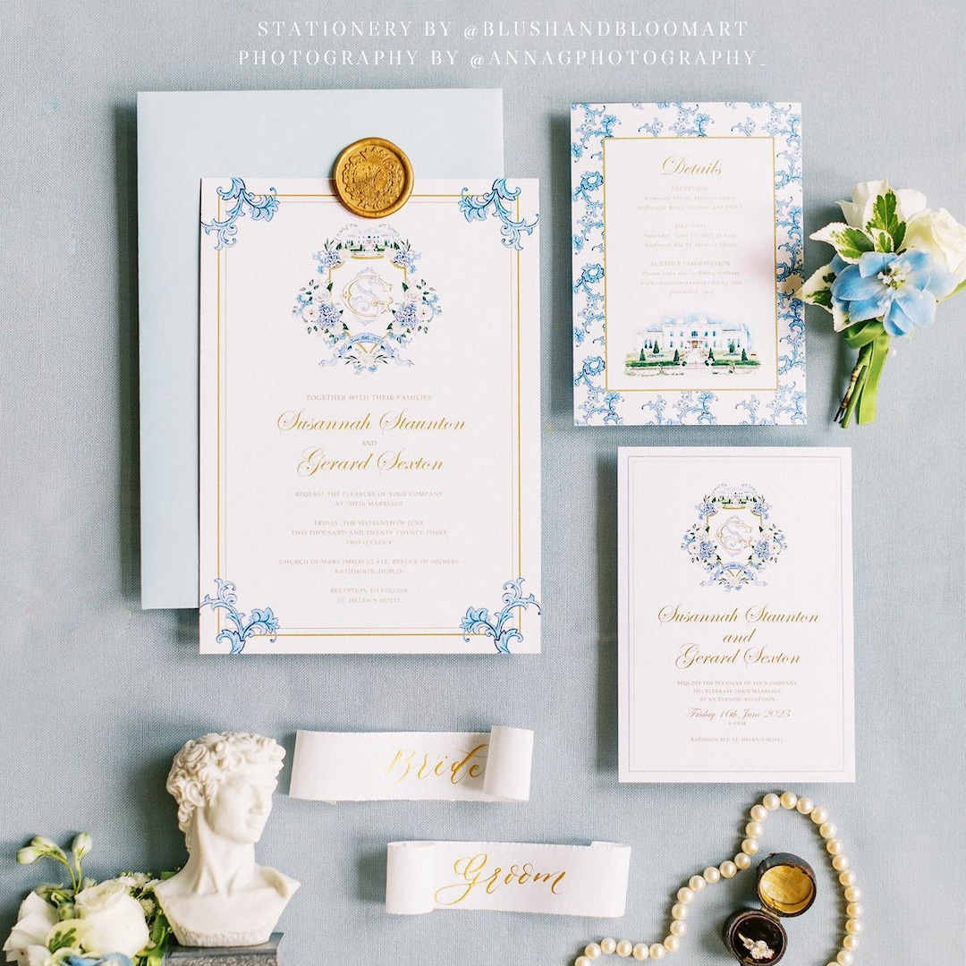 Bespoke Watercolor Wedding Invitation Suite: Wedding Crest - Etsy