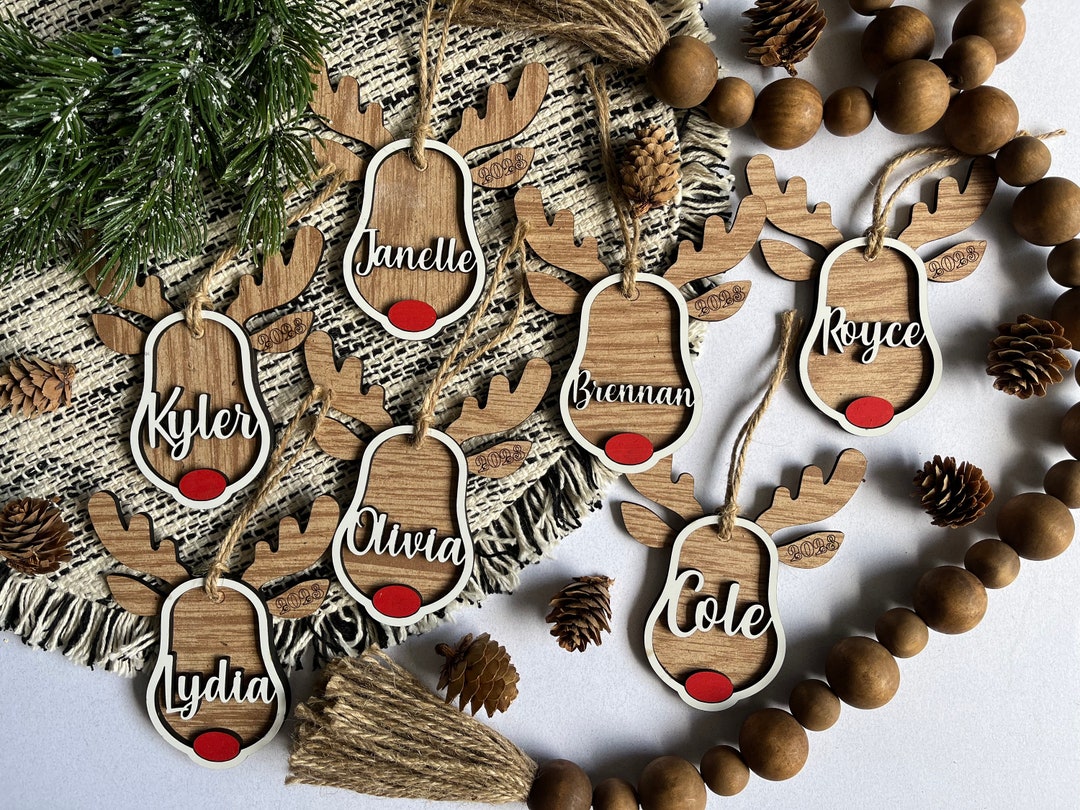 Personalized Reindeer Ornament Svg Etsy