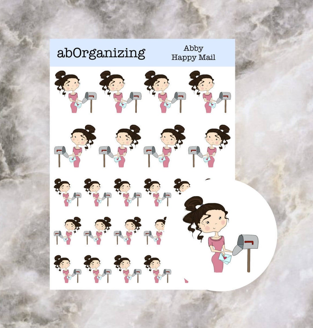 Abby Happy Mail Brunette Girl Character Stickers // Brunette Girl ...