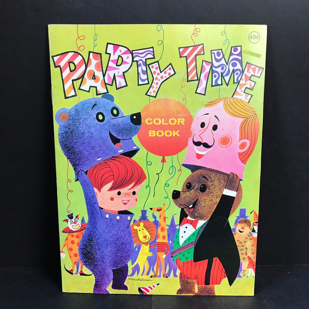 Vintage Party Time Coloring Book. partially Used - Etsy