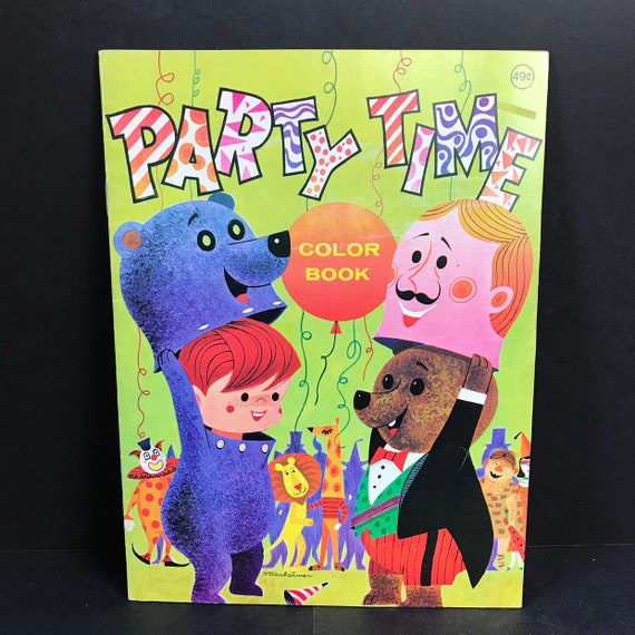 Vintage Party Time Coloring Book. partially Used | Etsy