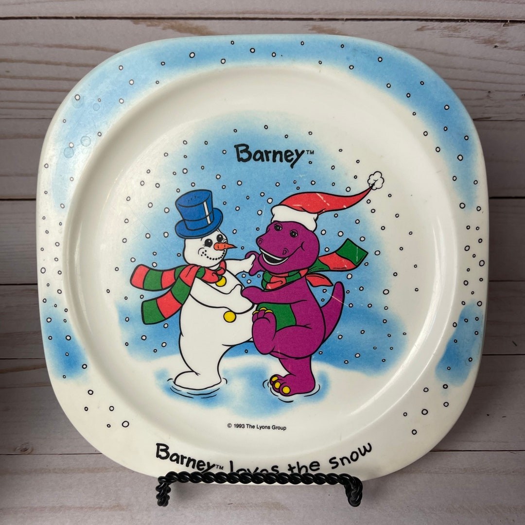Vintage 1993 Barney Loves the Snow Kids Plate. - Etsy