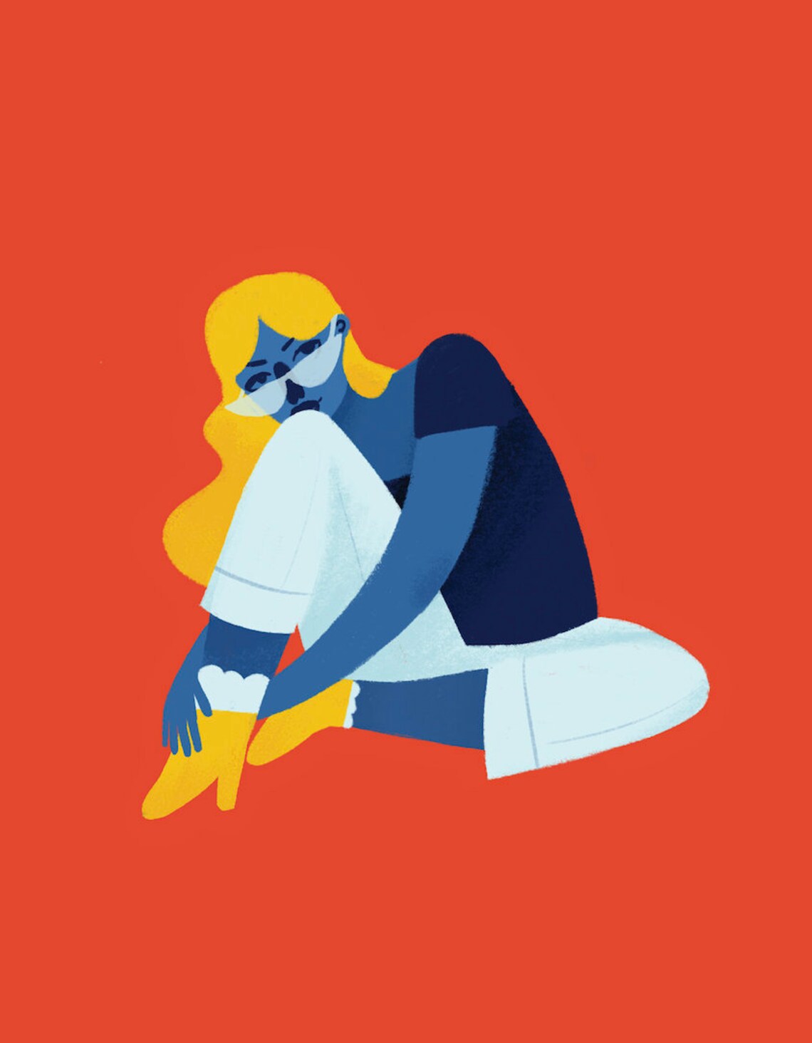 Blue Lady Illustration Digital Download Art Print | Etsy