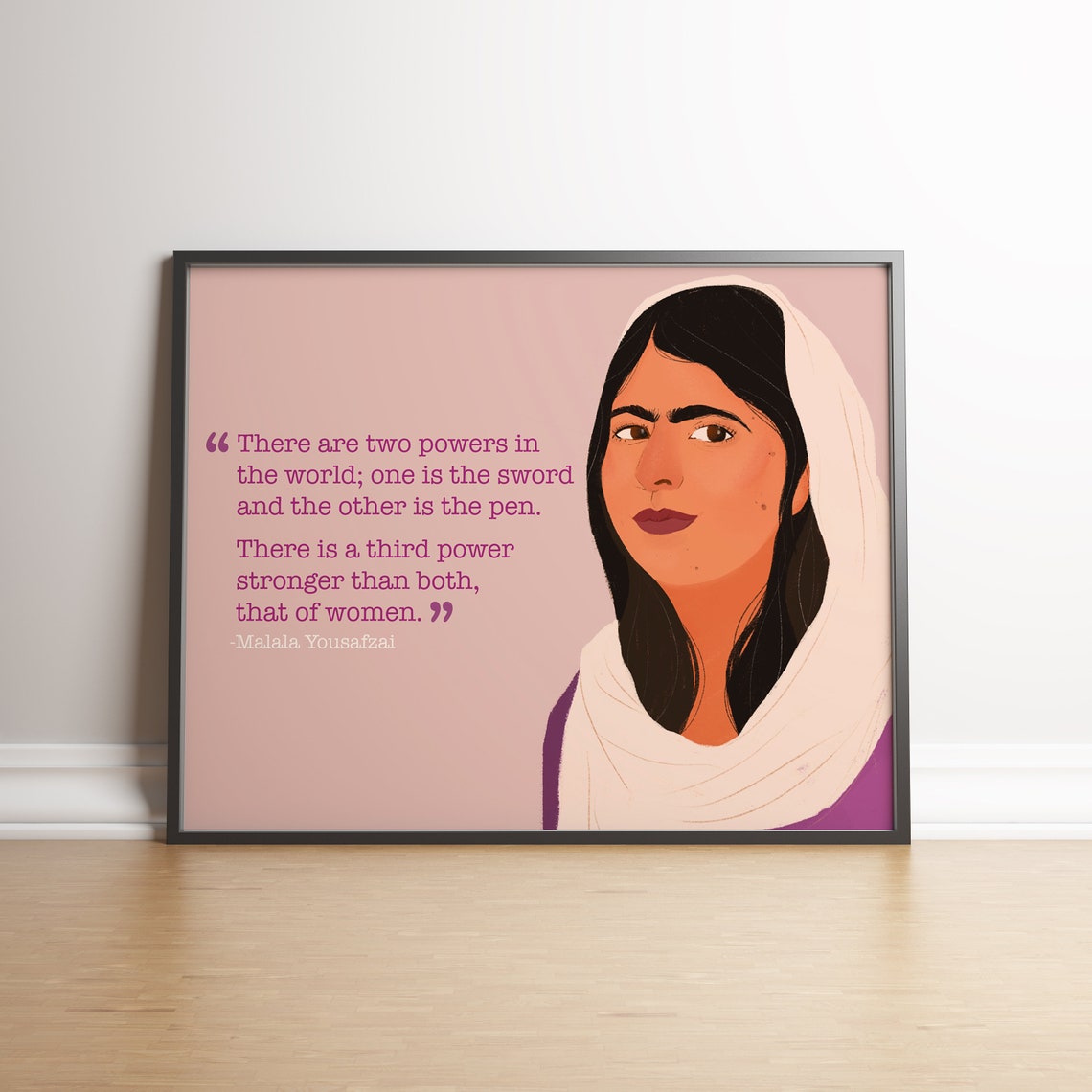 Malala yousafzai portrait quote illustration digital download | Etsy