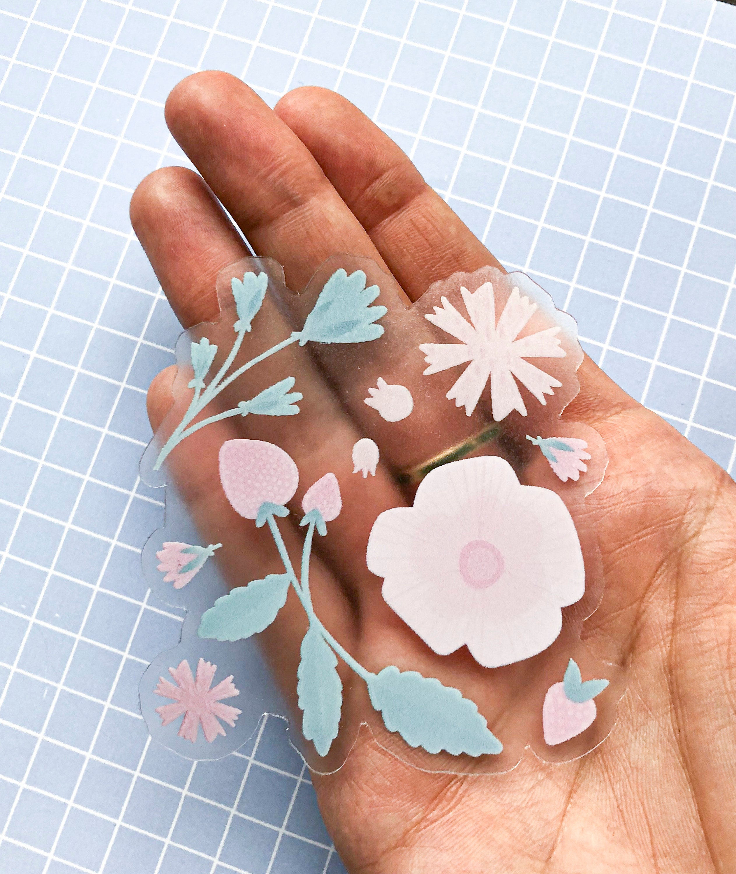 Transparent Flower Sticker clear Vinyl Sticker for Spring - Etsy