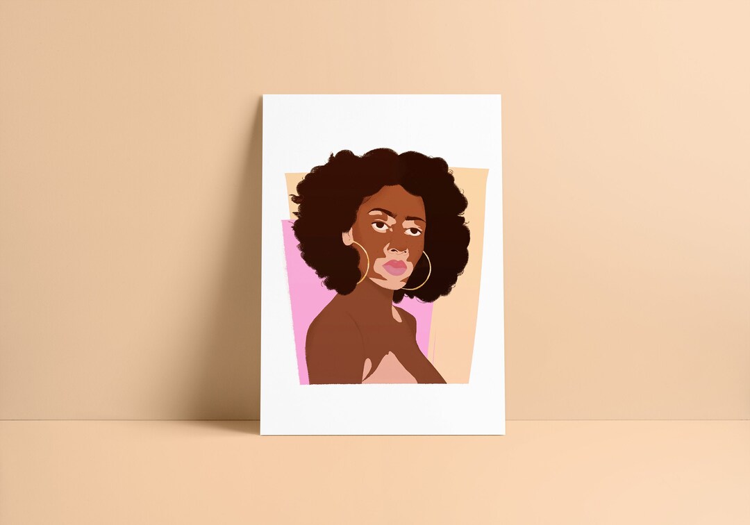 Women Portrait Vitiligo Model Winnie Harlow Illustrated - Etsy