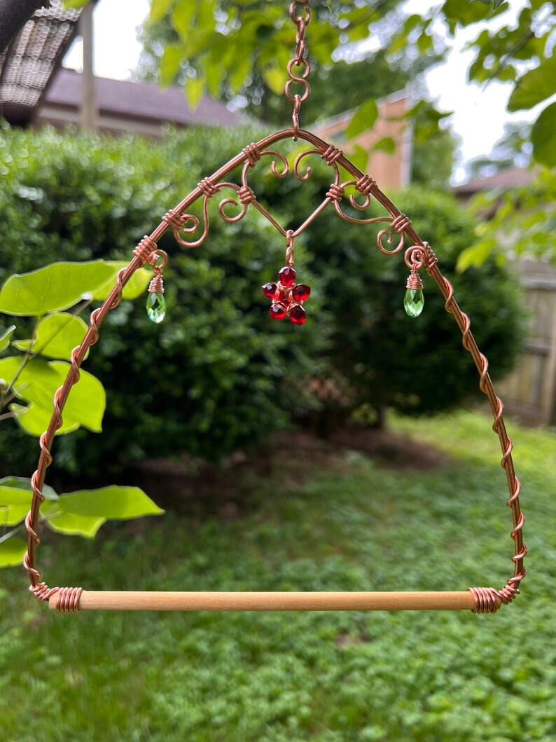 Handcrafted Copper Hummingbird Swing With Crystal Accents - Etsy