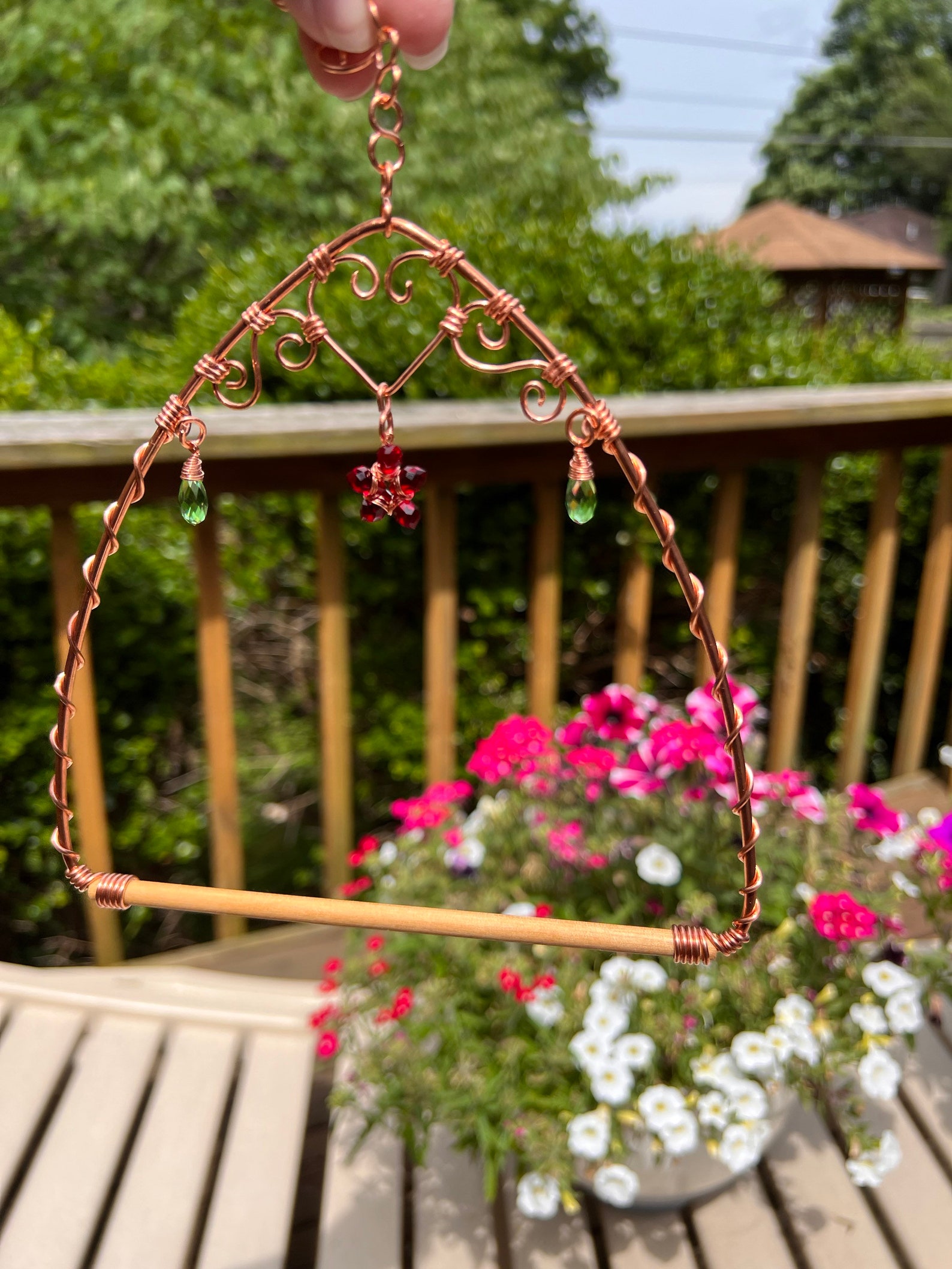 Handcrafted Copper Hummingbird Swing With Crystal Accents - Etsy