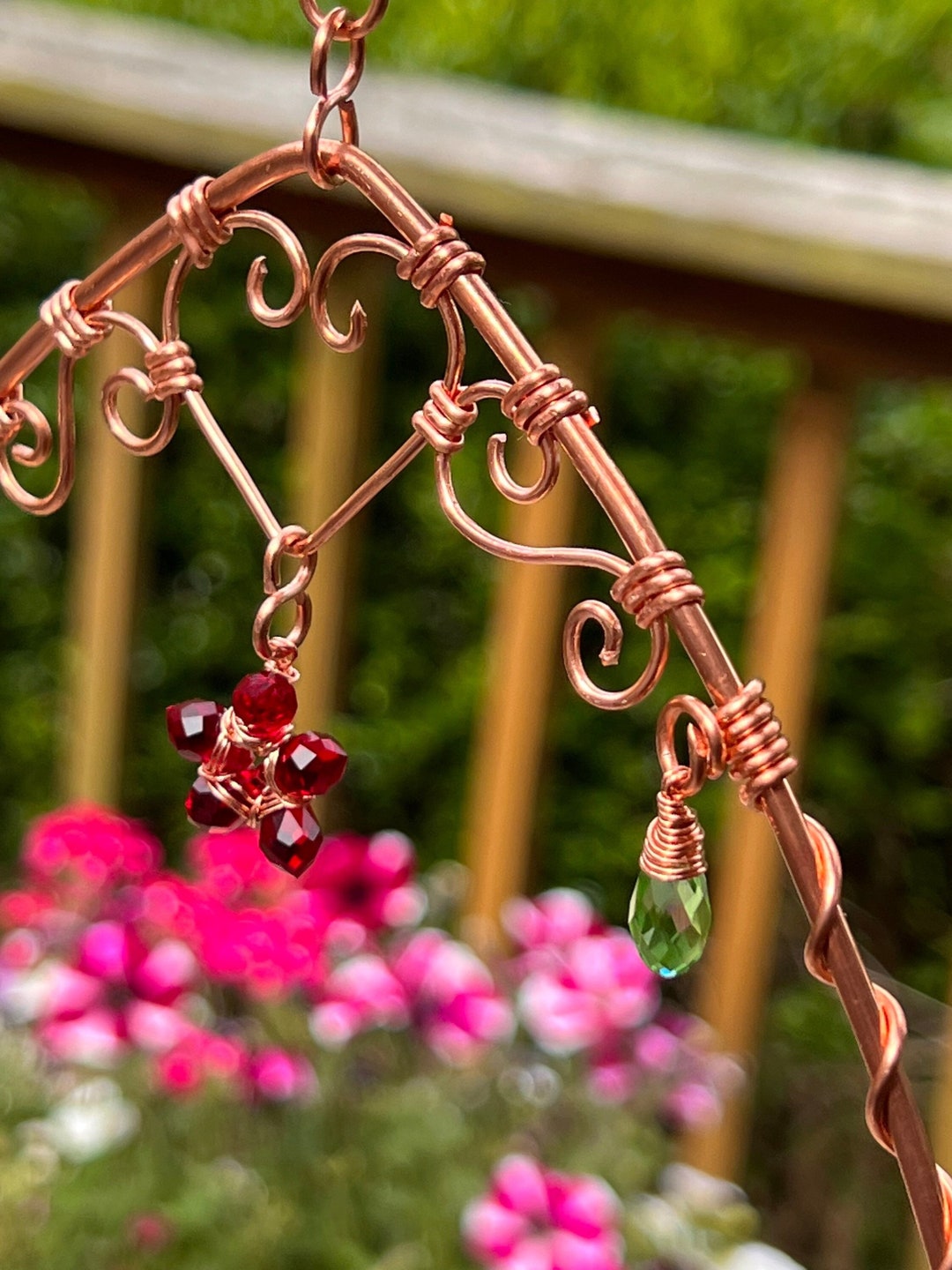 Handcrafted Copper Hummingbird Swing With Crystal Accents - Etsy