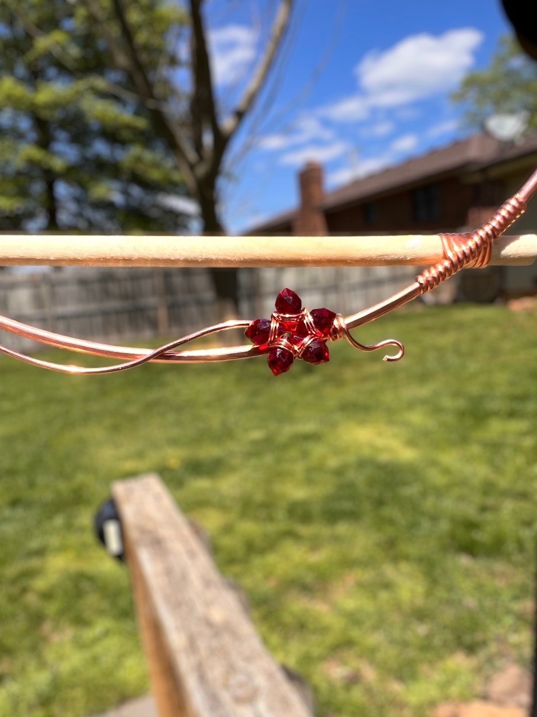 Handcrafted Copper Hummingbird Swing With Crystal: Crystal Garden ...