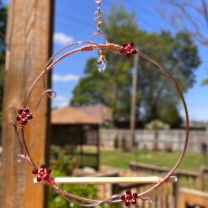 Handcrafted Copper Hummingbird Swing With Crystal: Crystal Garden ...