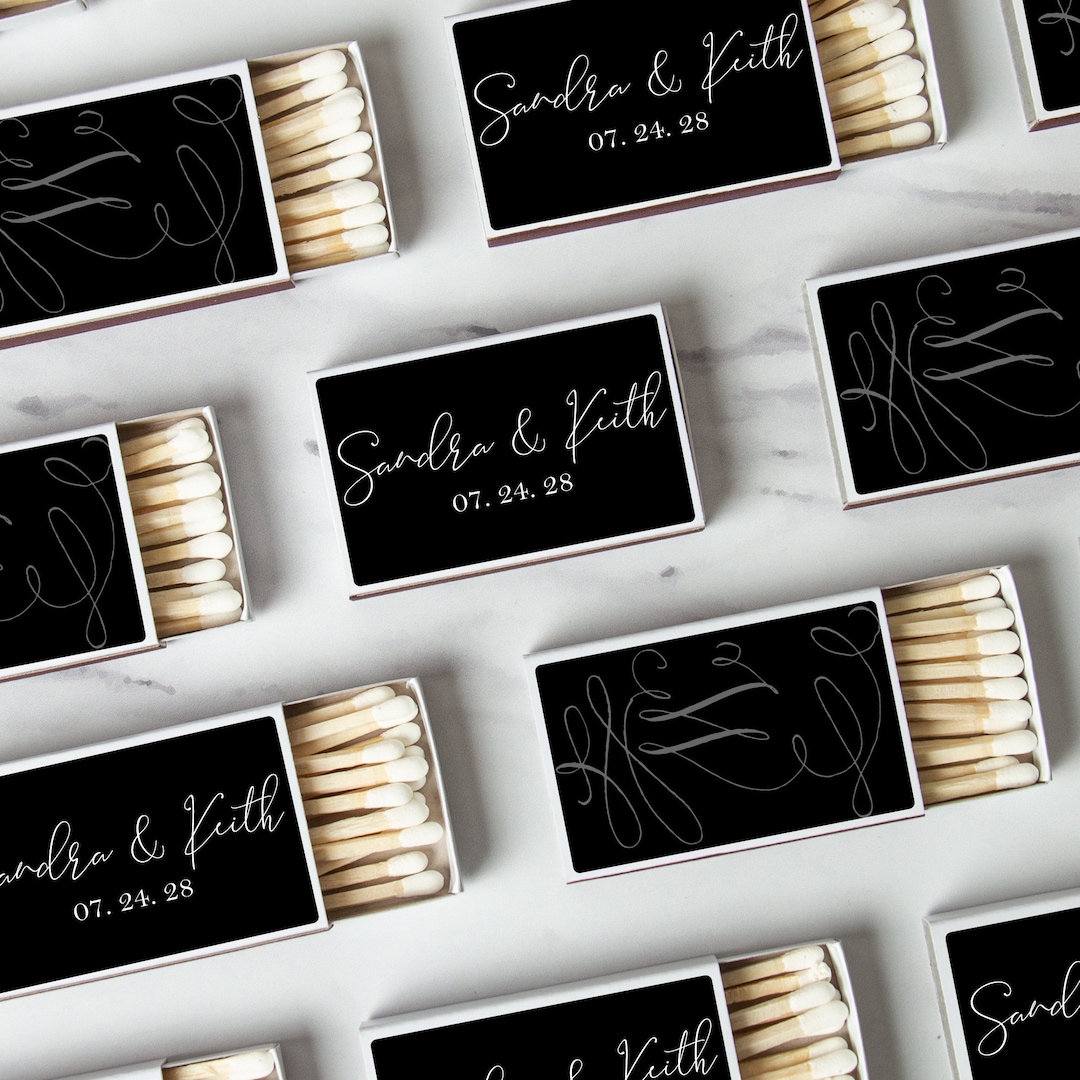 BULK SET OF 50 Personalized Wedding Monogram Matches - Custom Wedding ...