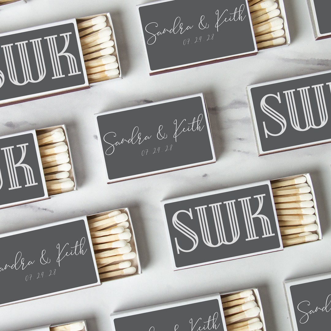 BULK SET OF 50 Personalized Wedding Monogram Matches - Custom Wedding ...