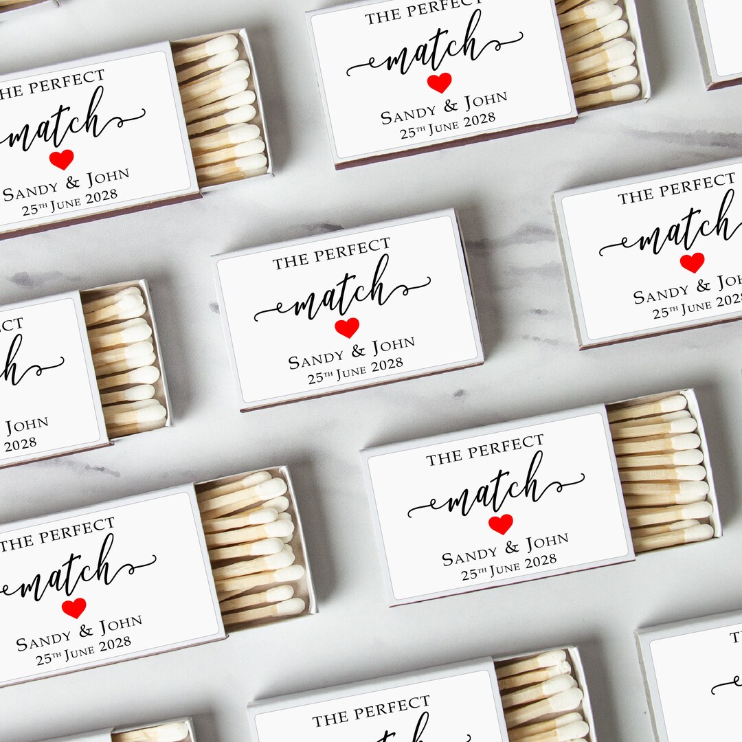 BULK SET OF 50 Personalized Wedding Shower Matches - Custom Wedding ...