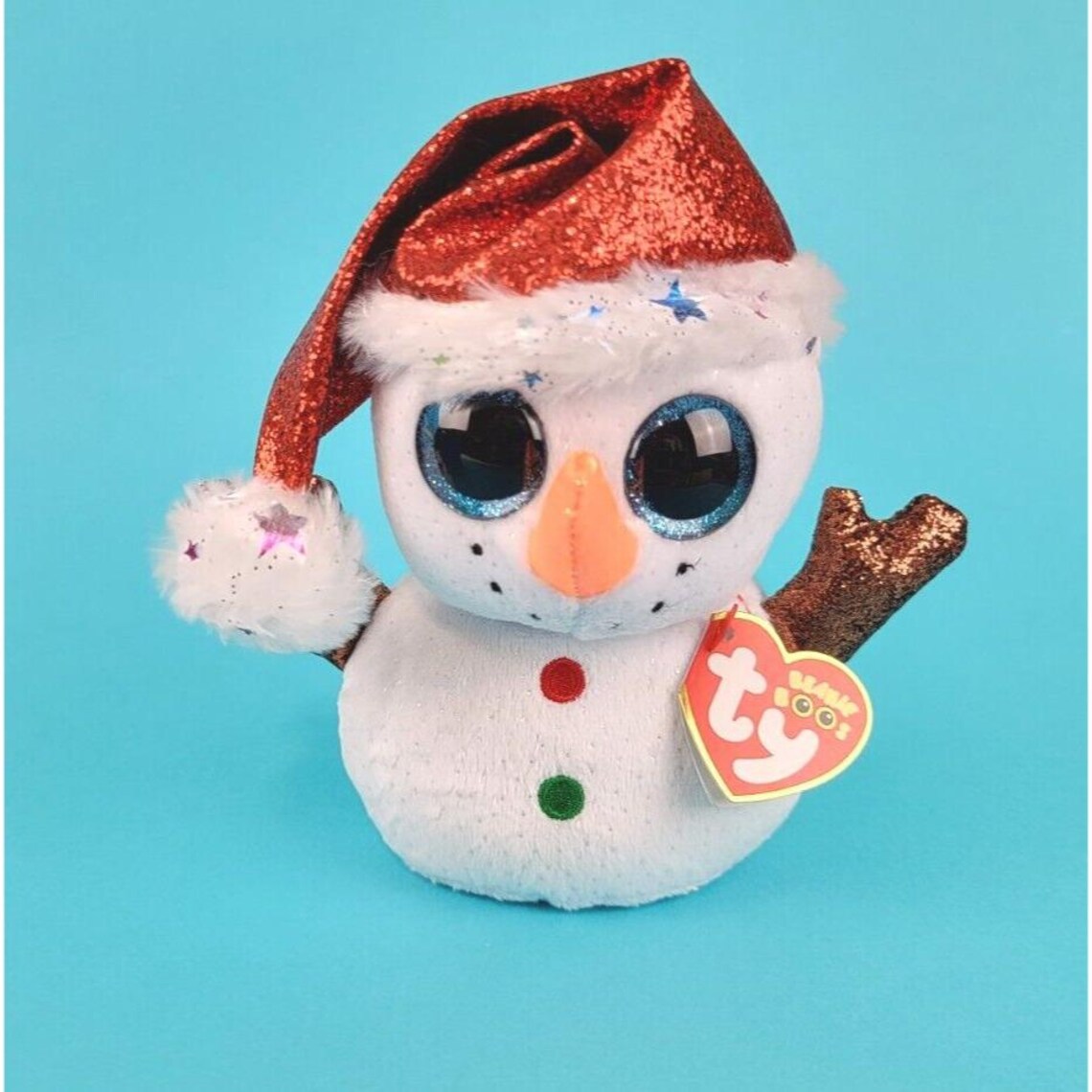 Ty Beanie Boos Flurry Snowman Plush Christmas Stuffed Animal 6" Glitter ...
