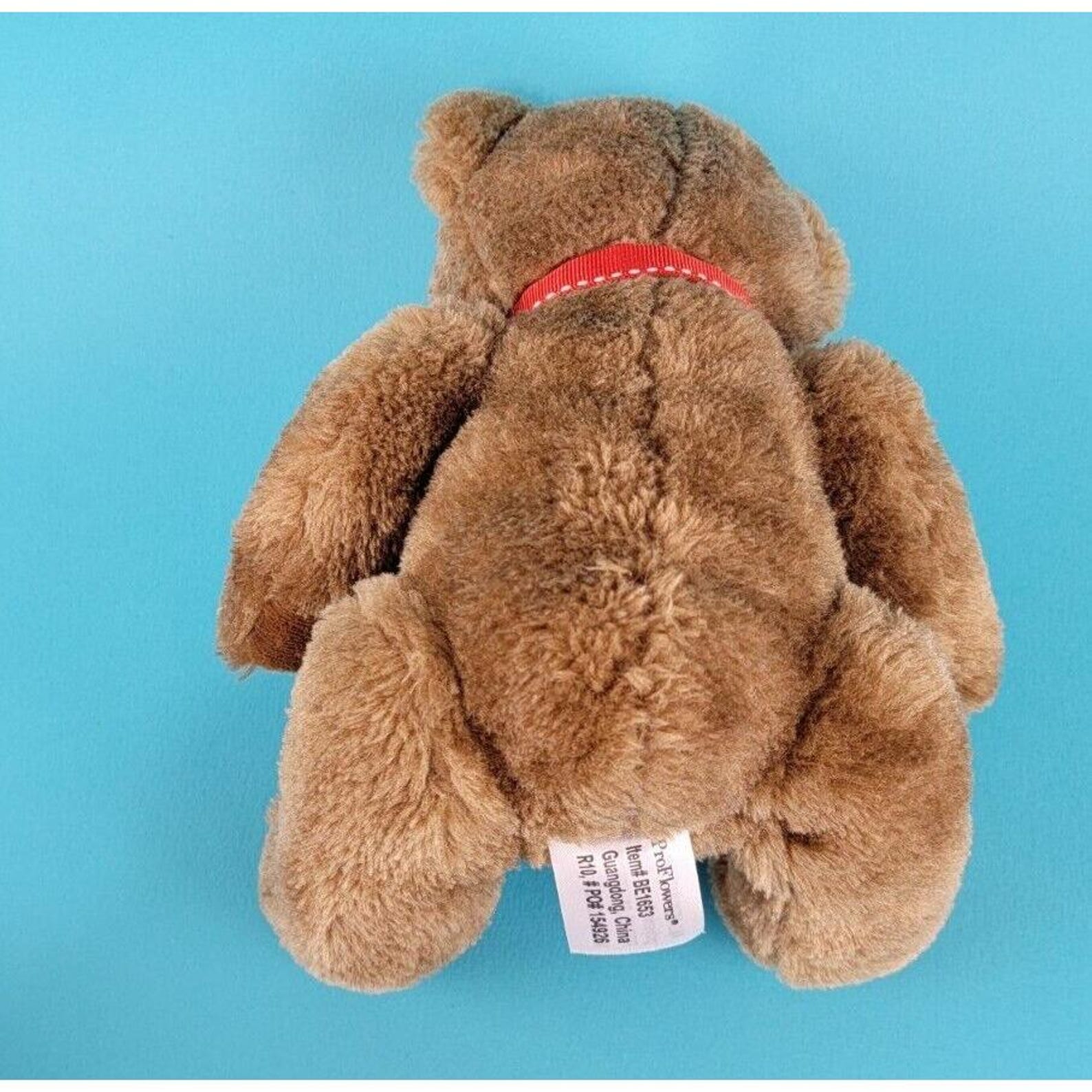 Pro Flowers Brown Bear Plush Red Ribbon 9" Stuffed Toy Doll - Etsy