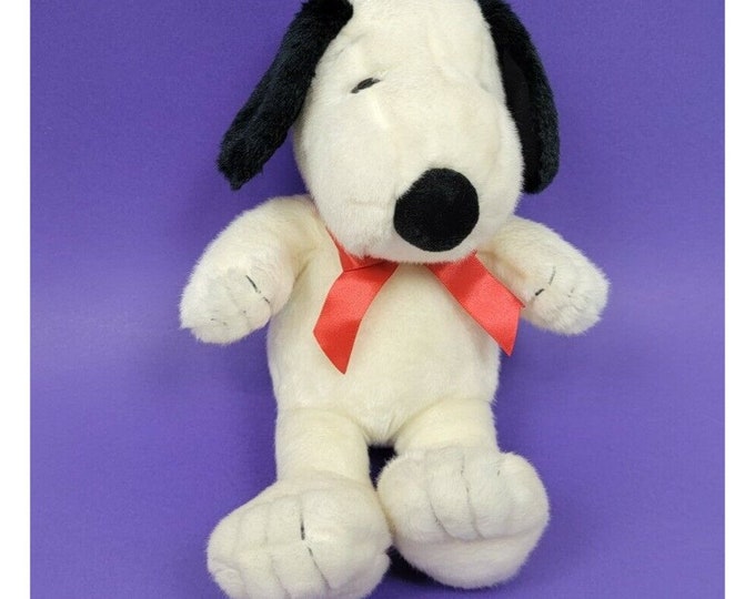 Peanuts Snoopy Bow Plush Doll 10" Charlie Brown Dog Fuzzy Soft - Etsy