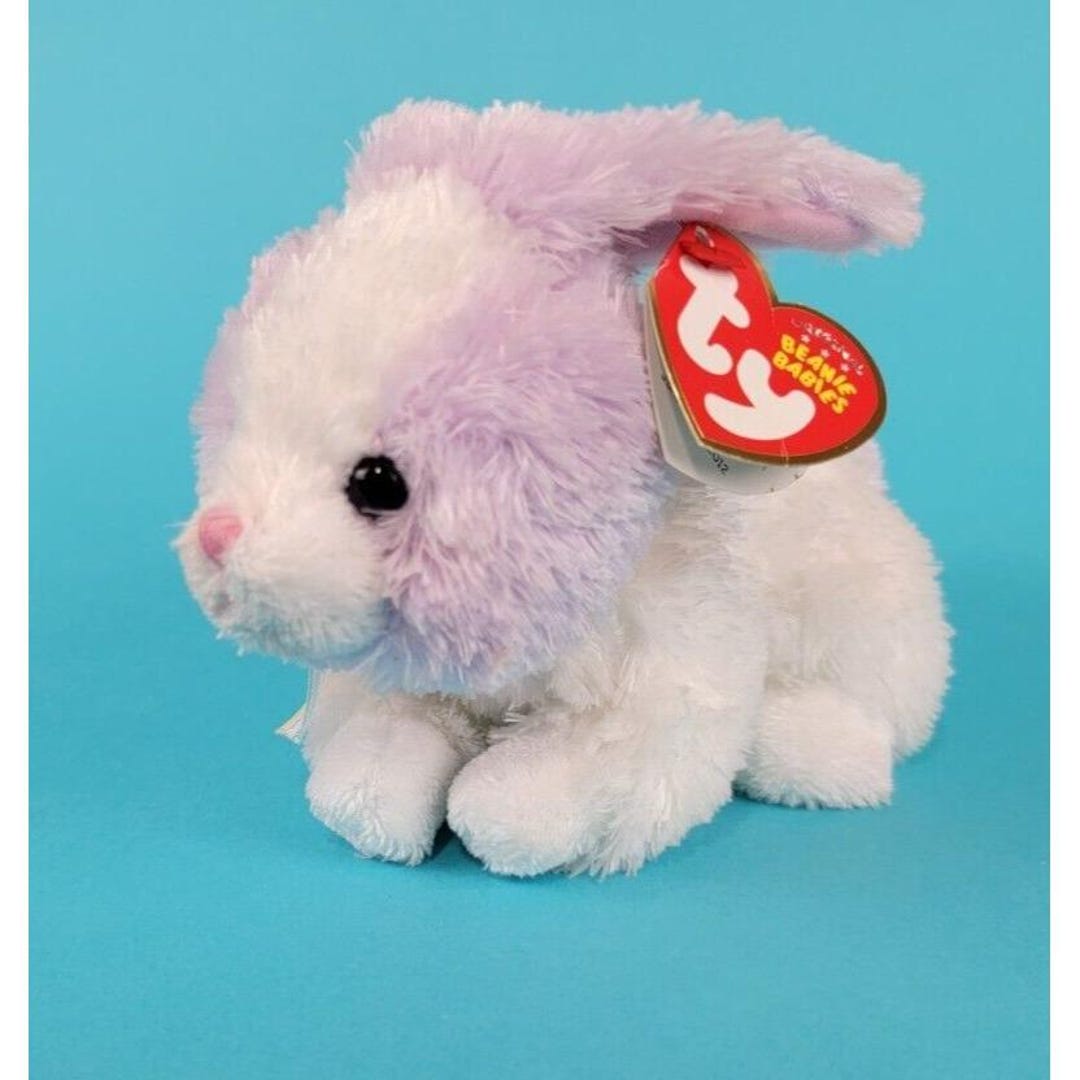 Ty Beanie Sherbert Bunny Plush 5" Rabbit Purple White Stuffed Animal ...