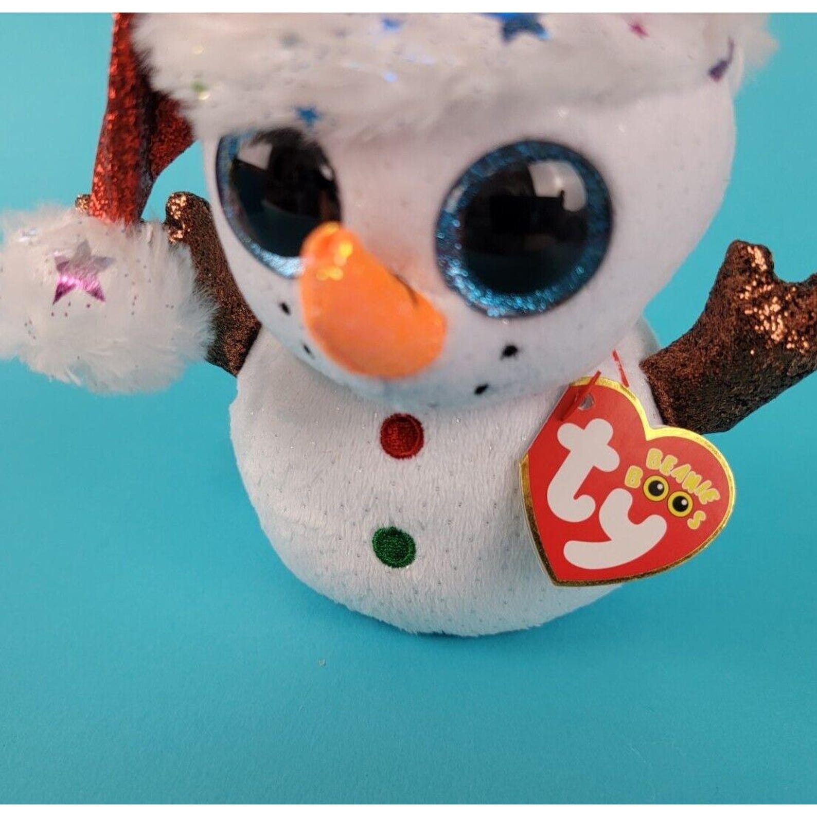 Ty Beanie Boos Flurry Snowman Plush Christmas Stuffed Animal 6" Glitter ...