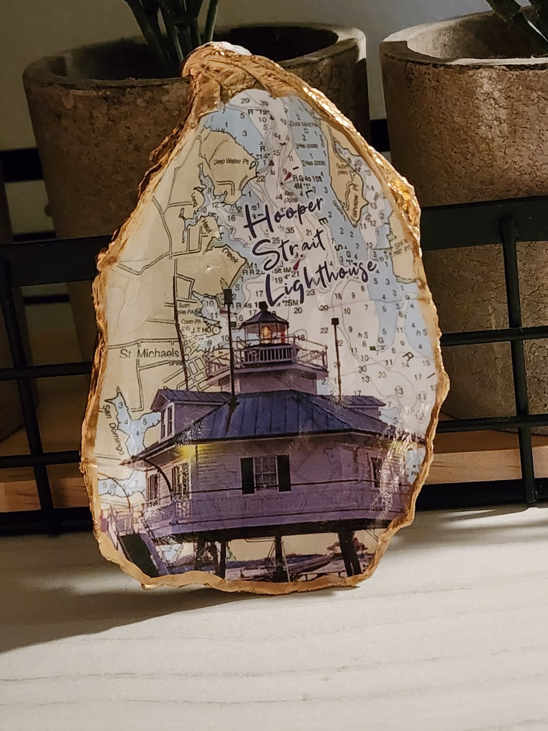 Hooper Strait Lighthouse, St Michaels MD, Oyster Shell - Trinket or ...
