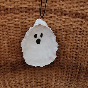 Set of 3 Halloween Shell Ornament Ghost Displayed Inside Cape Cod ...