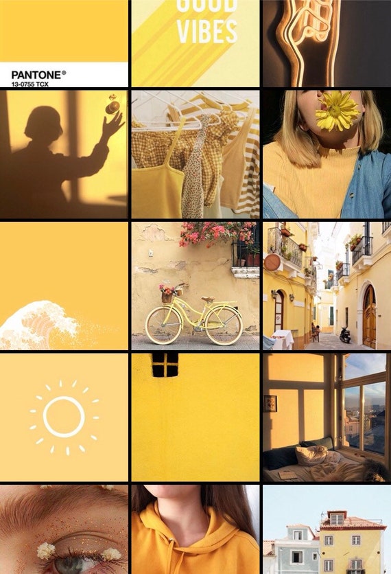 Custom Yellow Photo Wall Collage Kit Etsy