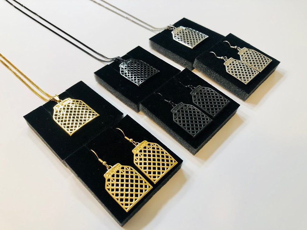 Spacex Inspired grid Fin Ear Rings and Necklace - Etsy