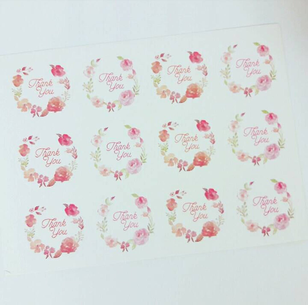Thank You Stickers Floral Flower Stationery Supplies - Etsy
