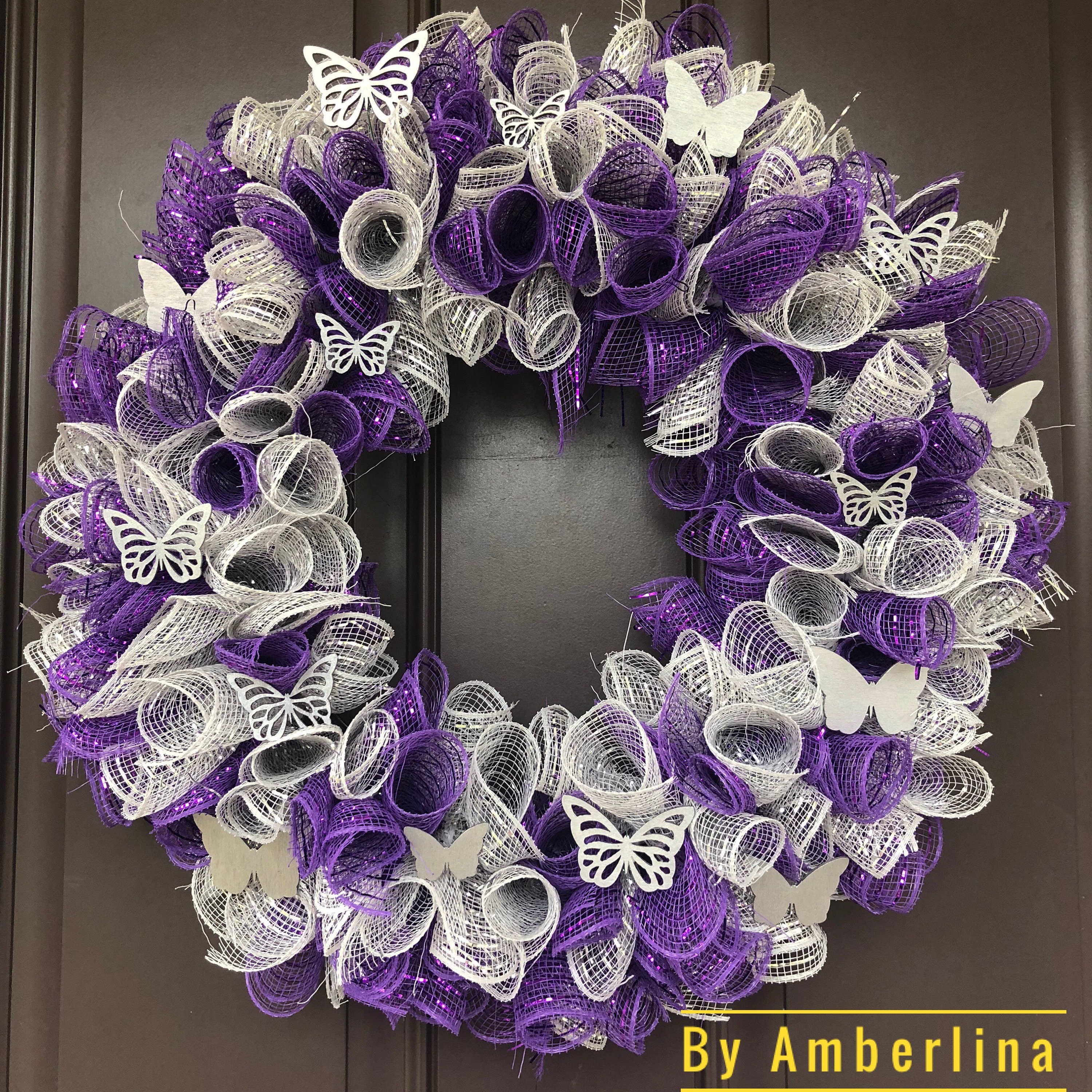 Purple Deco Mesh Wreath Home & Living Wall Hangings etna.com.pe