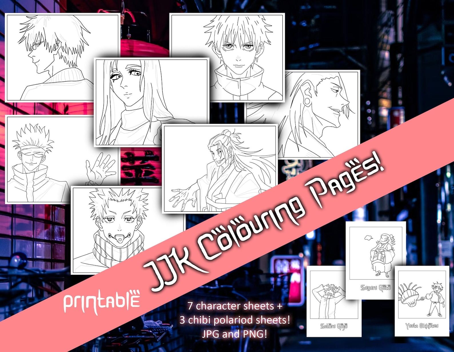 10 JJK Anime Colouring Pages | Printable Adult Colouring Page | Manga ...