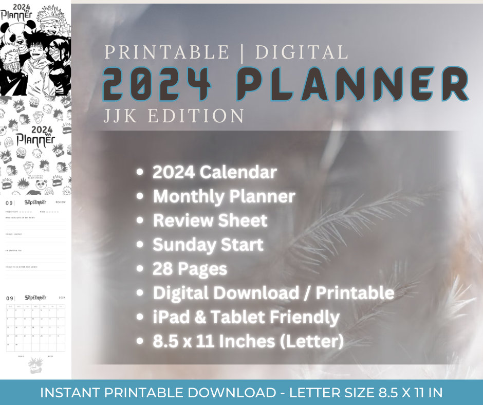 2024 Digital Planner | iPad Goodnotes | Printable | Anime Calendar ...