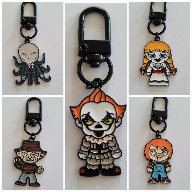 Horror Movie Character Enamel Keyrings in Black | Enamel Keychains ...
