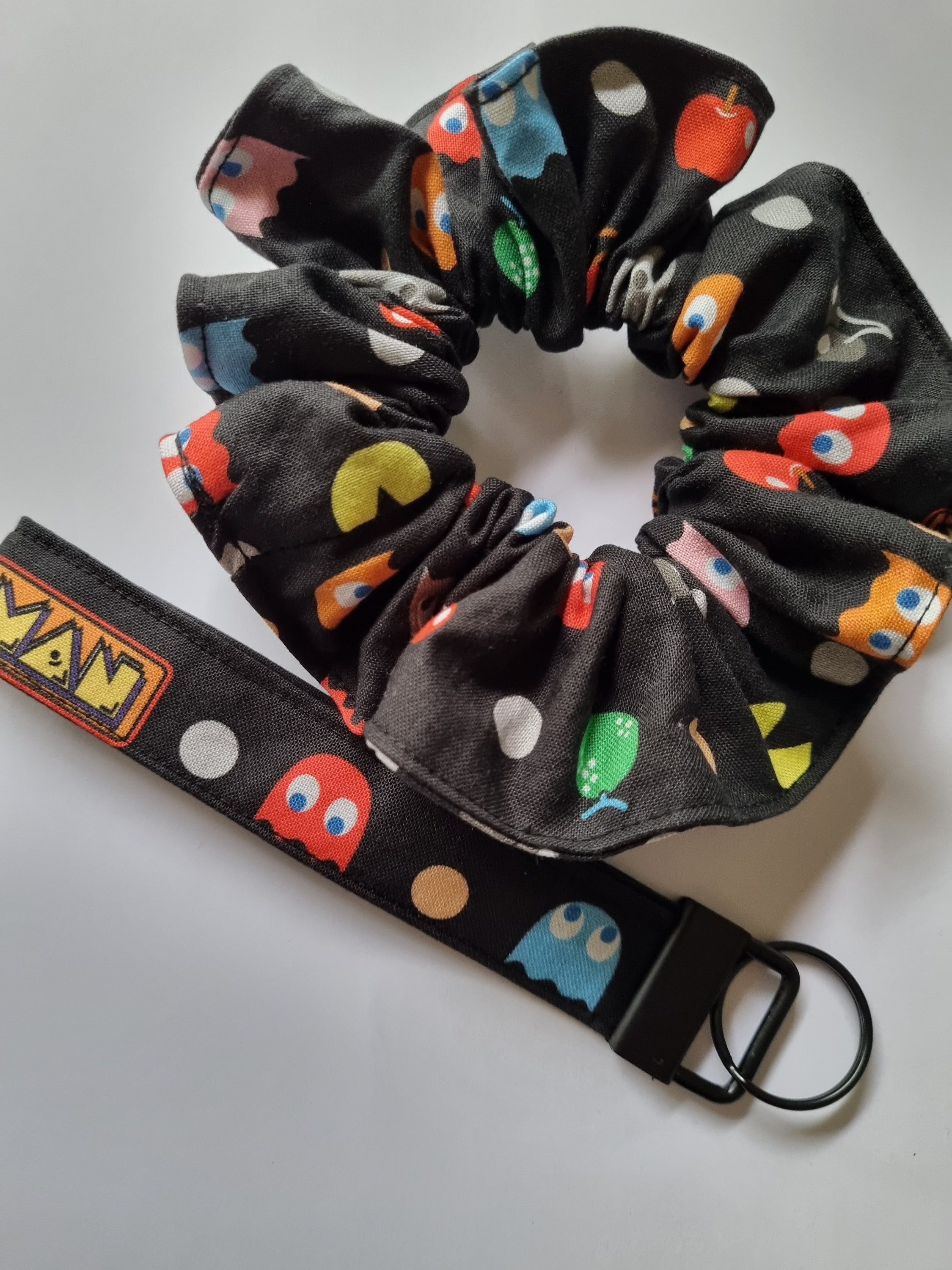 Pac Man Key Fob and Scrunchie Bundle| Handmade | Hair Ties | Fabric Key ...
