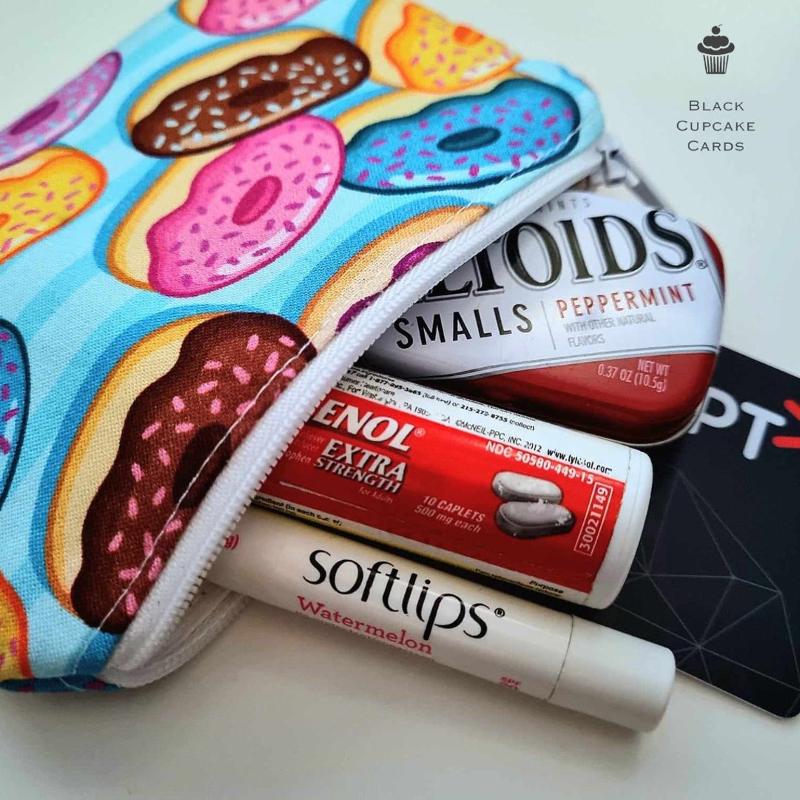 Donut Coin Purse | Handmade | Zipper Pouch | Card Holder | Cute Zipper ...